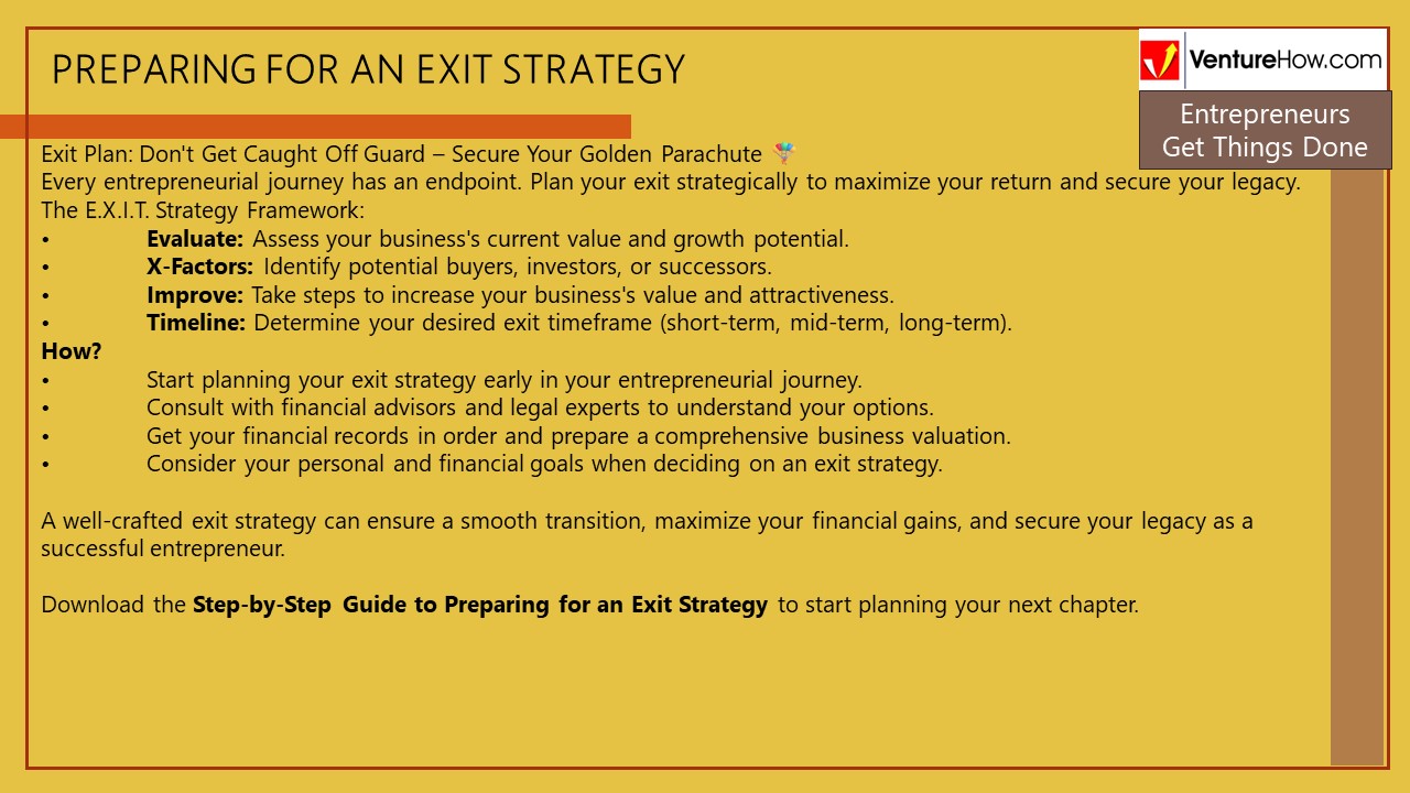 Preparing for an Exit Strategy